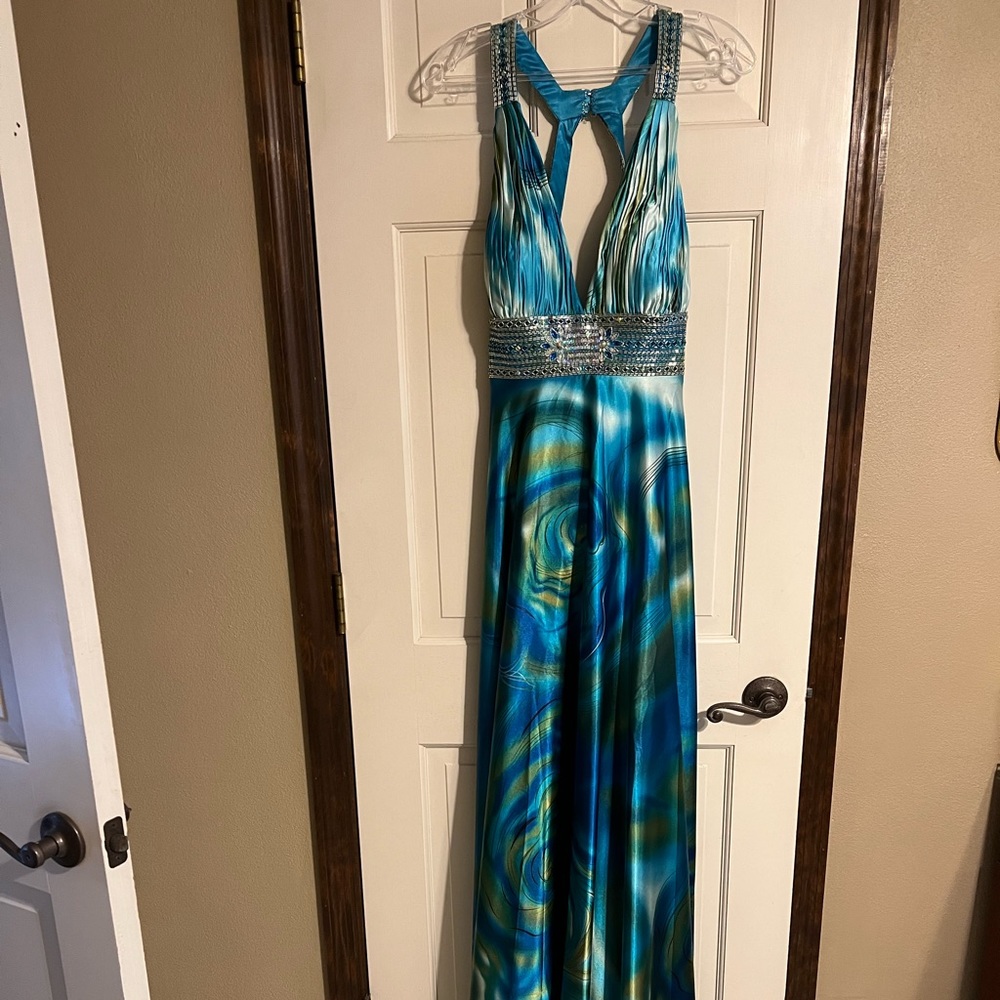 Riva Designs Gown, Size 12, Turquoise Blue - Gem